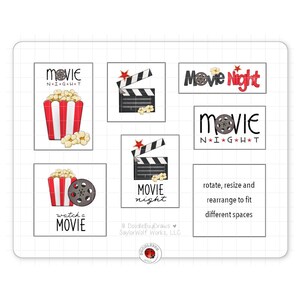Movie Night Digital Planner Stickers, Goodnotes Stickers, Pre-cropped ...