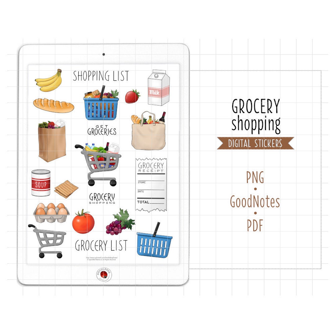 Grocery Shopping Digital Planner Stickers Goodnotes Stickers - Etsy