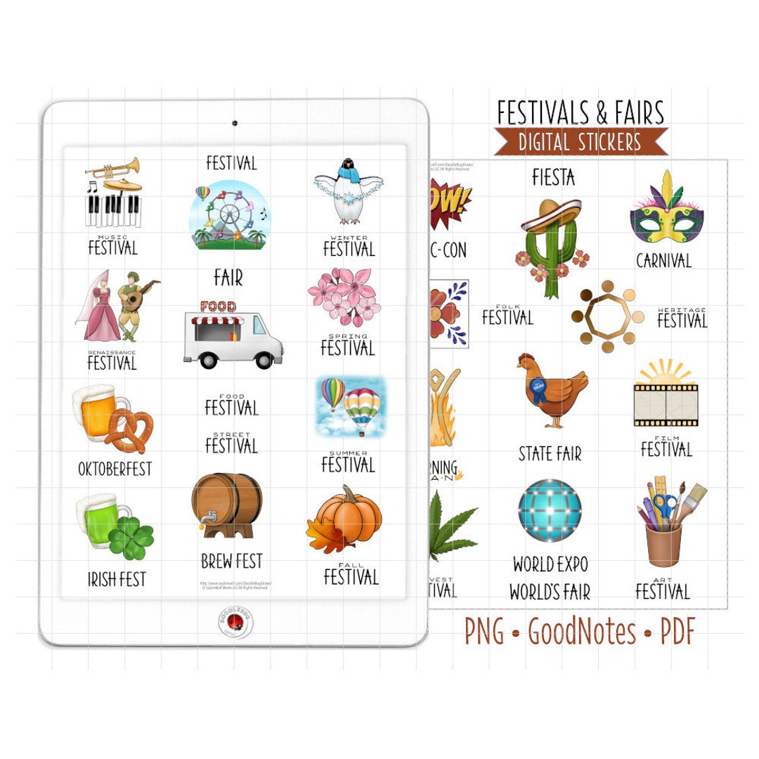 Festivals and Fairs Digital Planner Stickers, Goodnotes Stickers, Pre ...