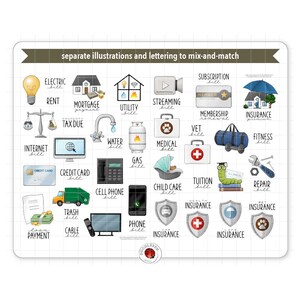 Bill Reminders Digital Planner Stickers, Goodnotes Stickers, Pre ...