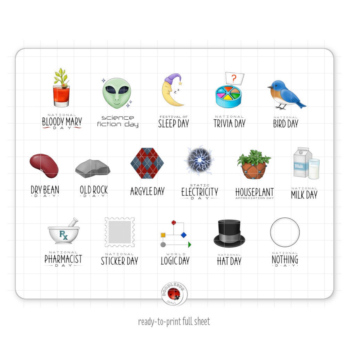 January Wacky Holidays Digital Planner Stickers - National Day Icons ...