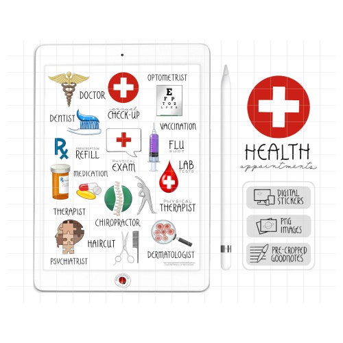 Health Appointments Digital Planner Stickers Goodnotes - Etsy