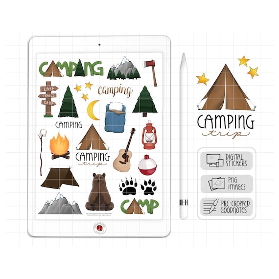 Camping Digital Planner Stickers Goodnotes Stickers Summer - Etsy