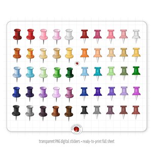 Push Pins Digital Planner Stickers, Goodnotes Stickers, Pre-cropped PNG ...