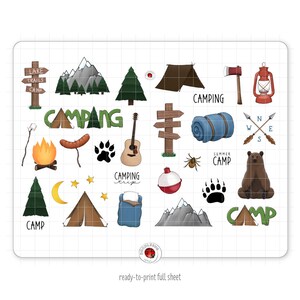 Camping Digital Planner Stickers, Goodnotes Stickers, Pre-cropped PNG ...