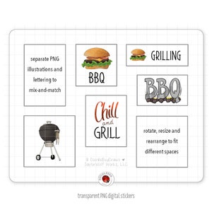 Cookout Digital Planner Stickers, Goodnotes Stickers, Pre-cropped PNG ...