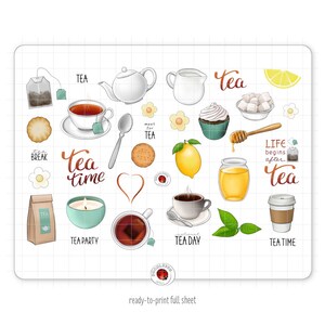 Tea Digital Planner Stickers, Goodnotes Stickers, Pre-cropped PNG ...