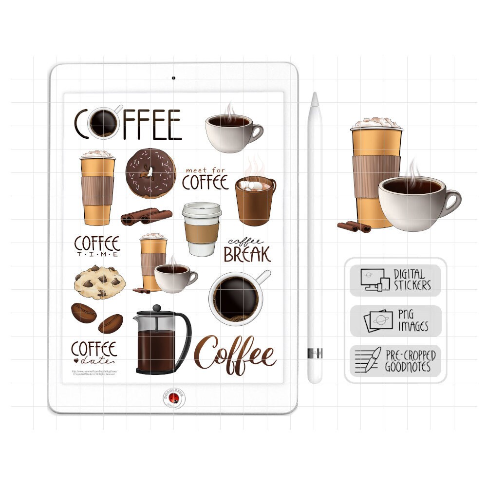 Coffee Digital Planner Stickers GoodNotes Stickers Coffee | Etsy