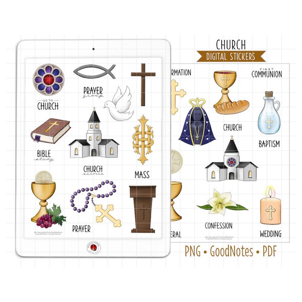 Digital Planner Church Stickers - Etsy