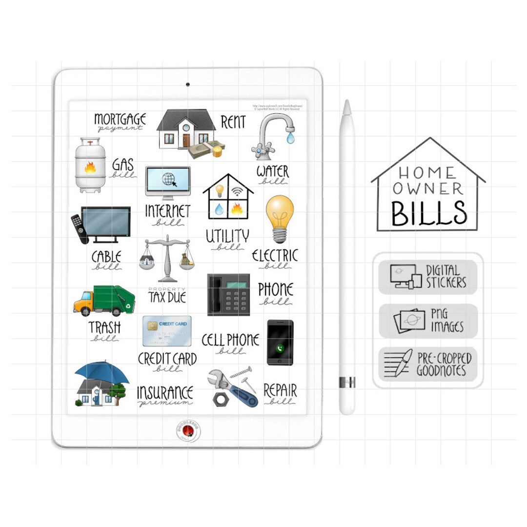 Bill Reminders Digital Planner Stickers Goodnotes Stickers - Etsy