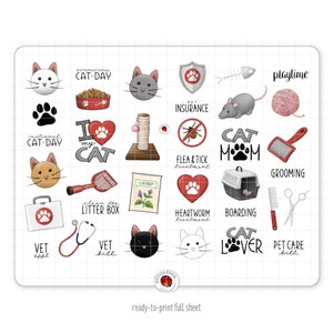 Cat Owner Digital Planner Stickers, Goodnotes Stickers, Pre-cropped PNG ...