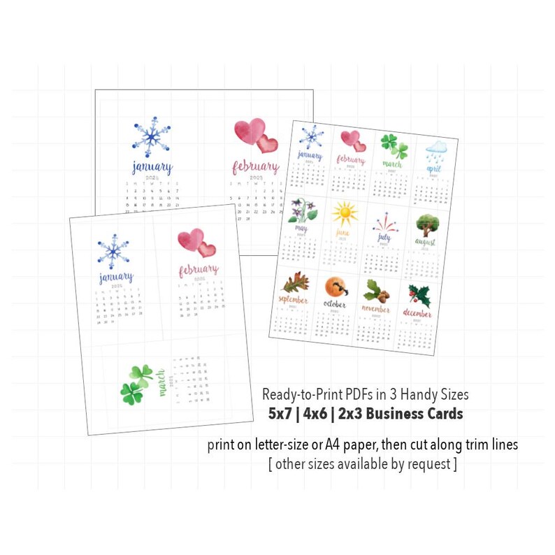2025-2026 Seasonal Mini Calendars - 24 Months (printable PDF, PNG ...