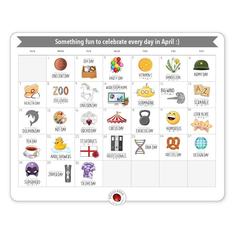 April Wacky Holidays Digital Planner Stickers - National Day Icons ...