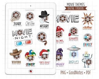 Movie Night Clipart, Digital Stickers, Printable, PNG, Goodnotes - Etsy