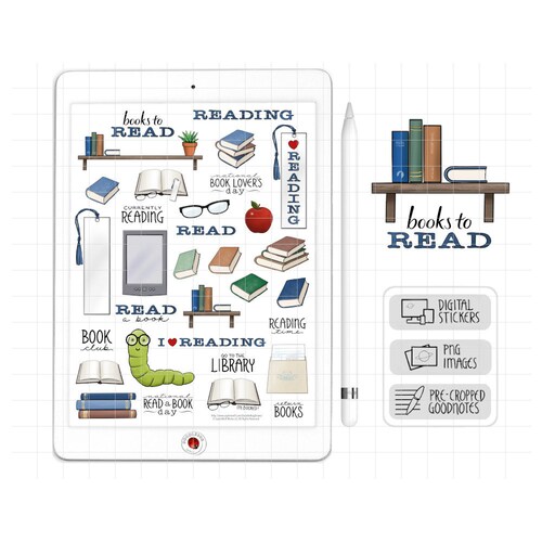 Reading Digital Planner Stickers Goodnotes Stickers Digital - Etsy