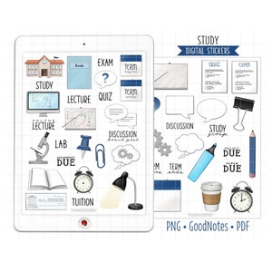 Student Digital Planner Stickers, Goodnotes Stickers, Pre-cropped PNG ...