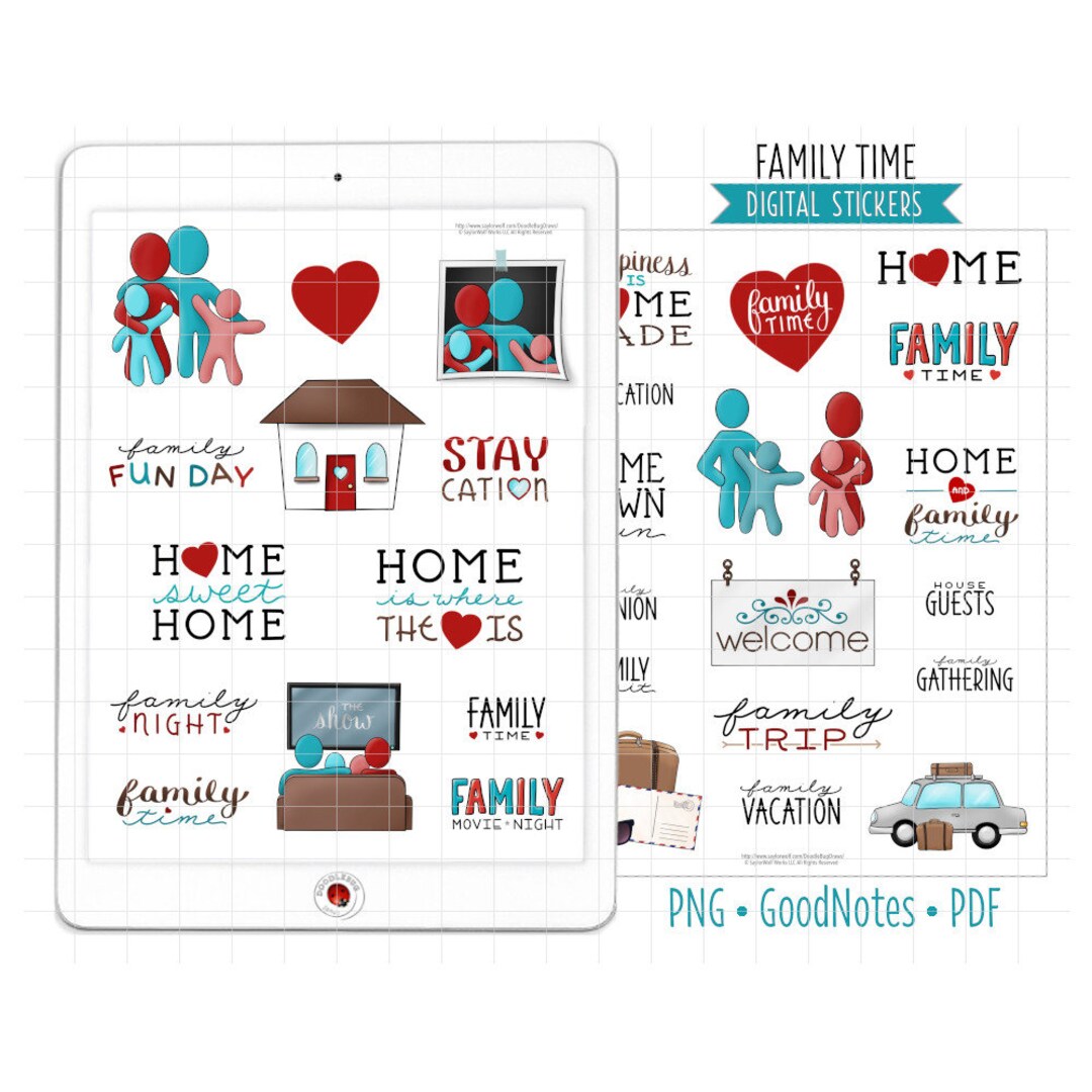 Family Time Digital Planner Stickers, Goodnotes Stickers, Pre-cropped ...