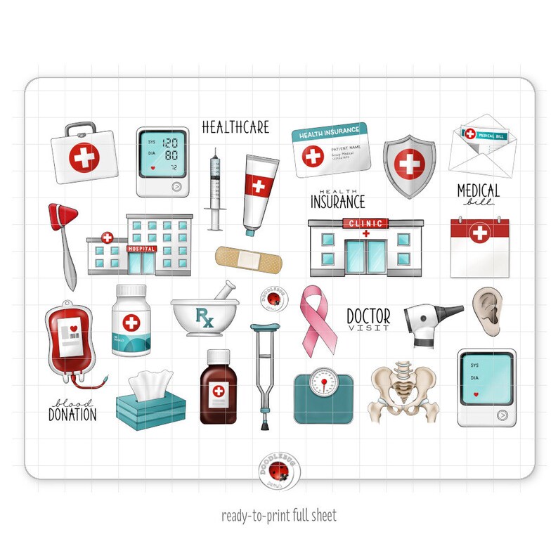 Healthcare Digital Planner Stickers - Doctor Appointment Calendar Icons ...