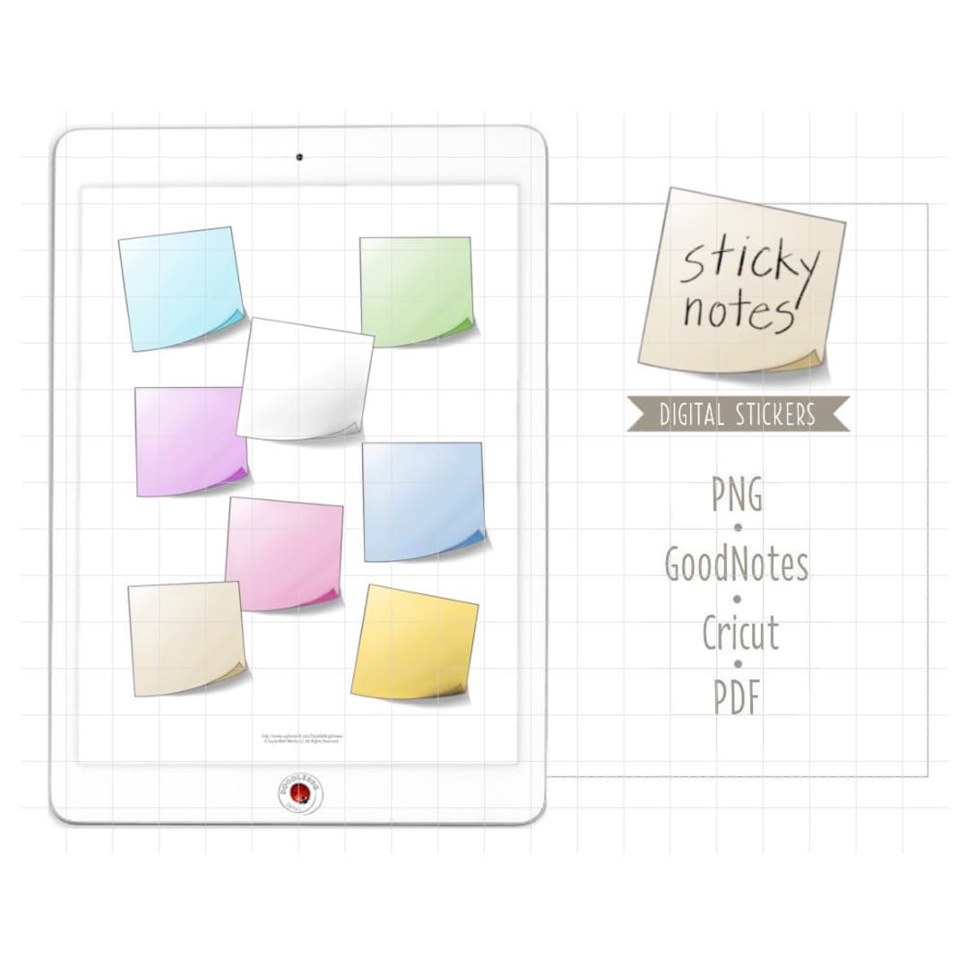 Sticky Notes Digital Planner Stickers, Goodnotes Stickers, Pre-cropped ...