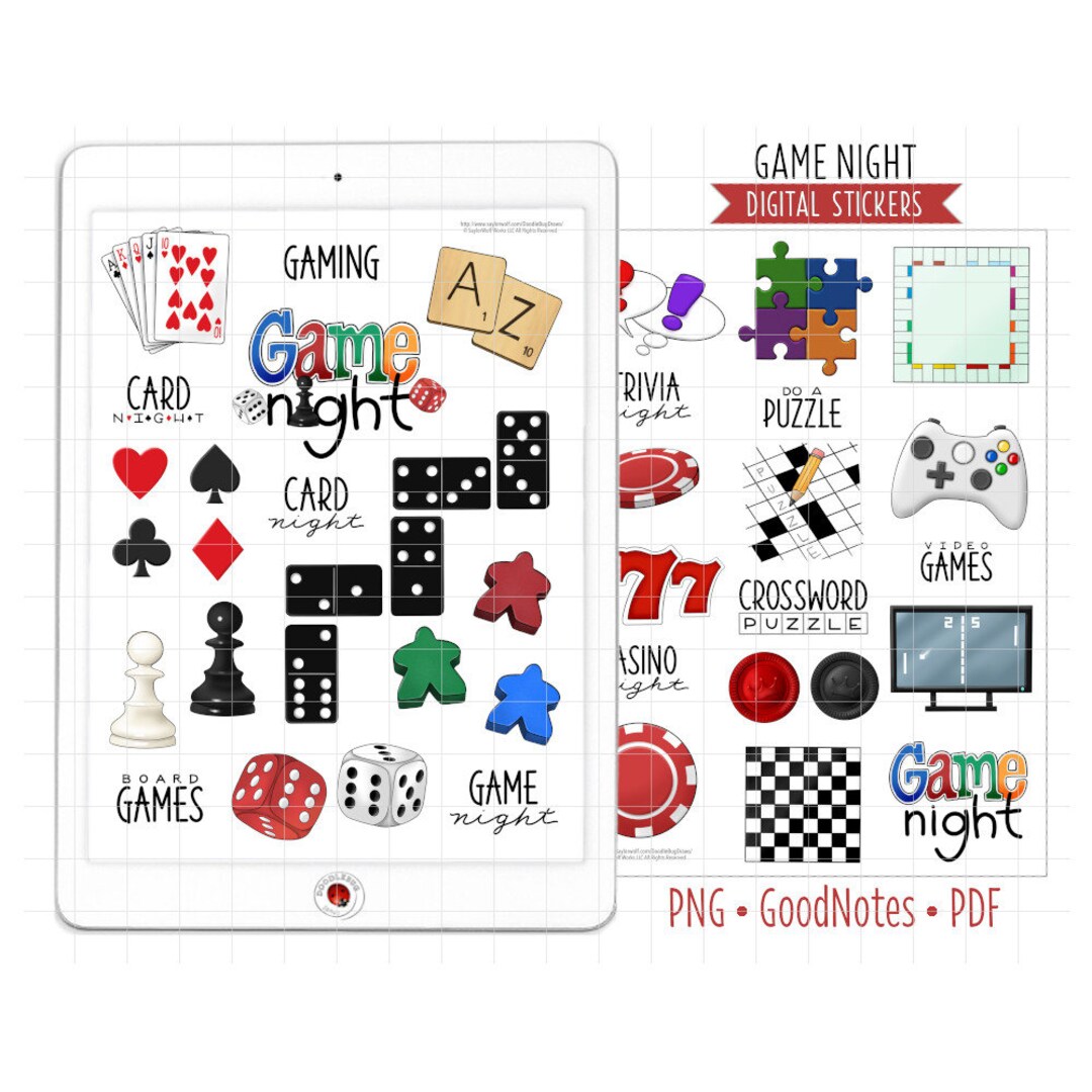 Game Night Digital Planner Stickers, Goodnotes Stickers, Pre-cropped ...