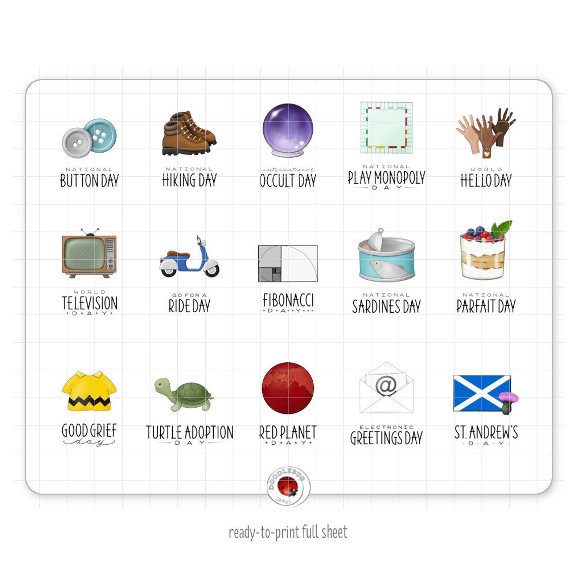 November Wacky Holidays Digital Planner Stickers - National Day Icons ...