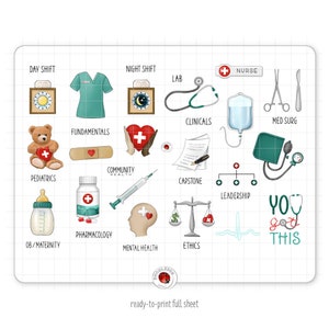 Medical Nurse Digital Planner Stickers - Nursing School Calendar Icons ...