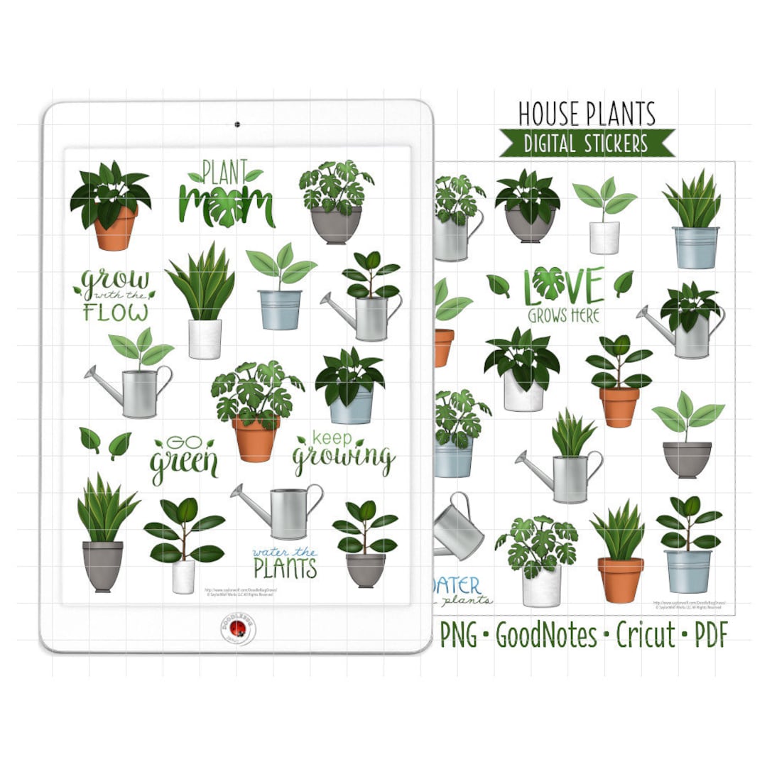 House Plants Digital Planner Stickers - Potted Plant Icons (goodnotes ...