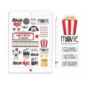 Movie Night Digital Planner Stickers Goodnotes Stickers - Etsy