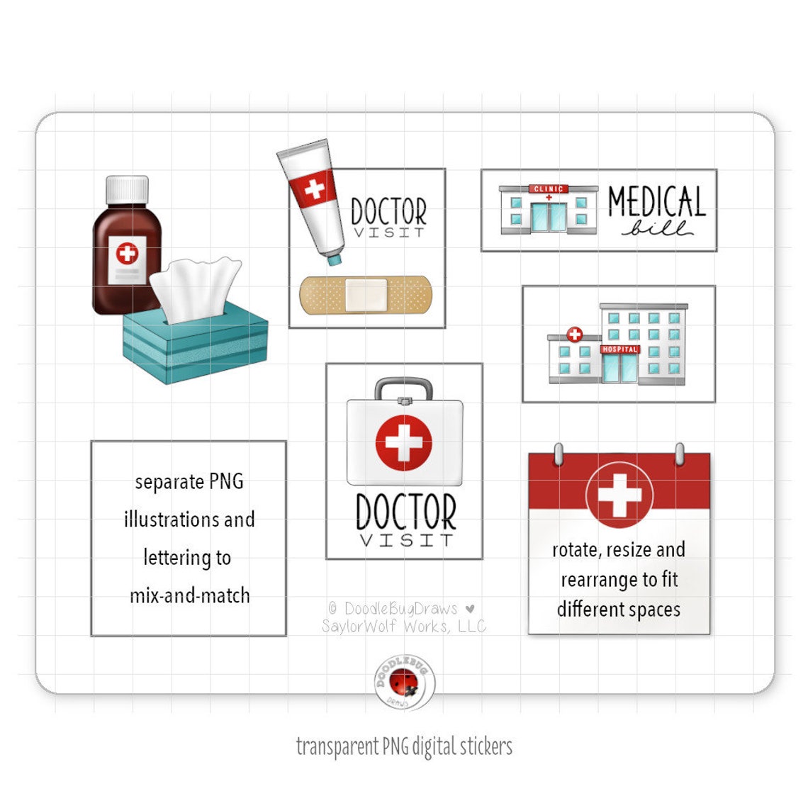 Healthcare Digital Planner Stickers - Doctor Appointment Calendar Icons ...