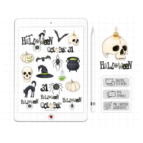 Halloween Goodnotes Sticker Book Digital Stickers Spooky - Etsy