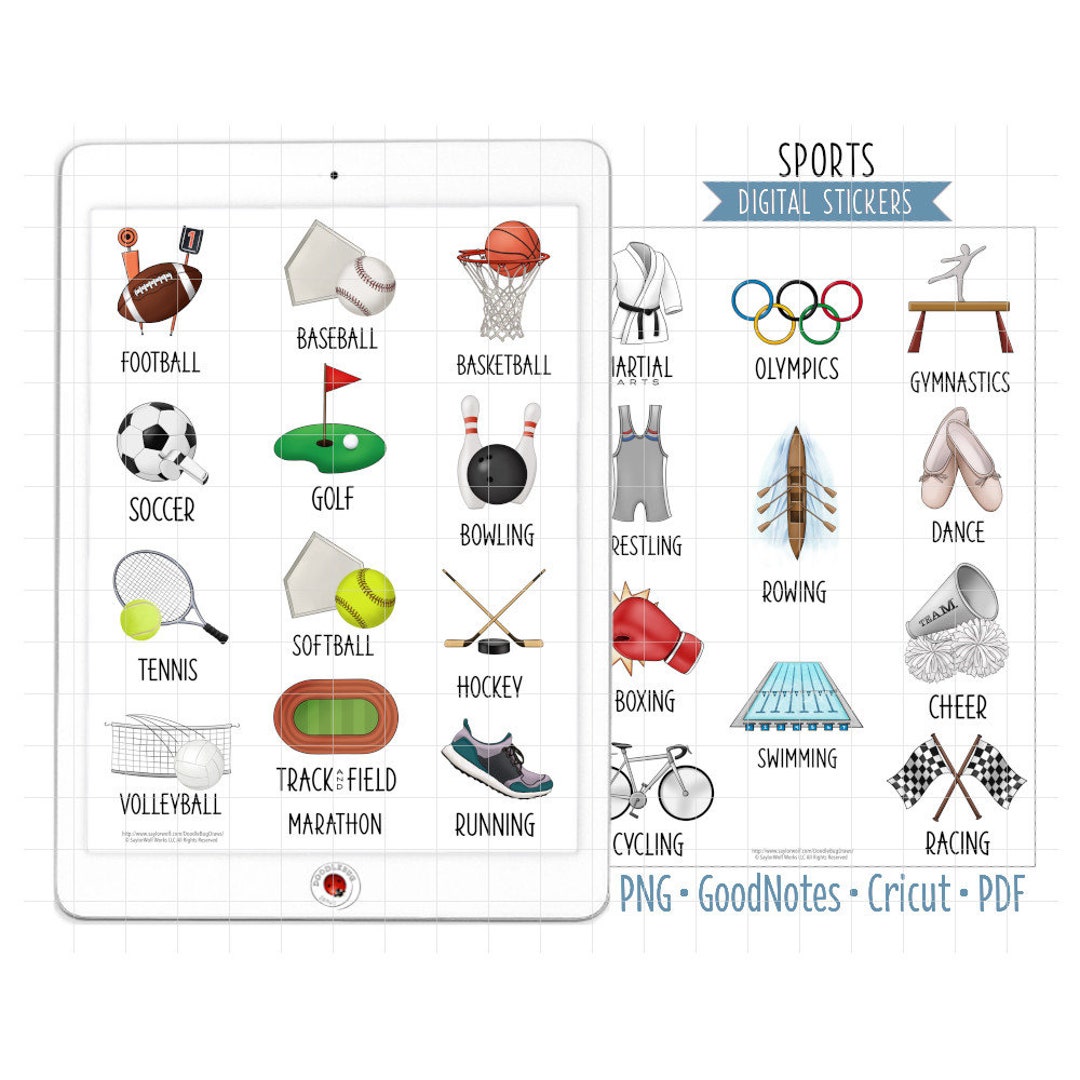 Sports Digital Planner Stickers, Goodnotes Stickers, Pre-cropped PNG ...