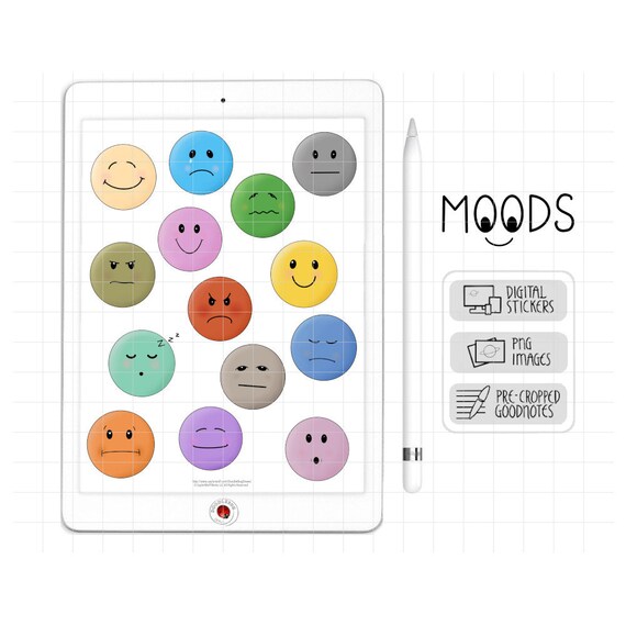 Mood Faces : Emotions Digital Planner Stickers Goodnotes - Etsy