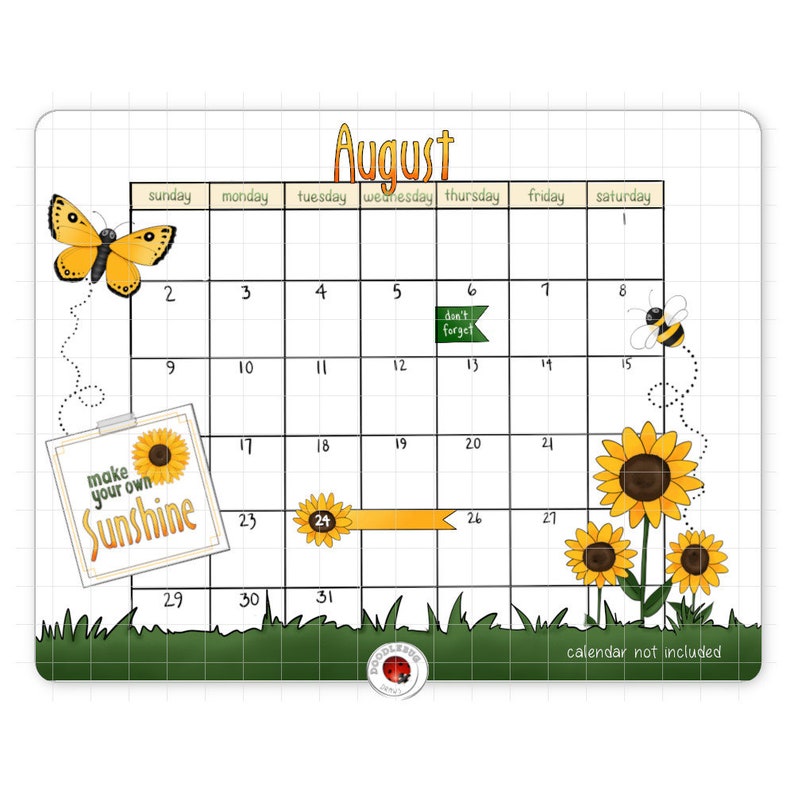 Sunflowers Digital Planner Stickers August Monthly Kit - Etsy