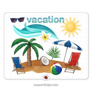 Tropical Vacation Digital Planner Stickers, Travel Goodnotes Stickers ...