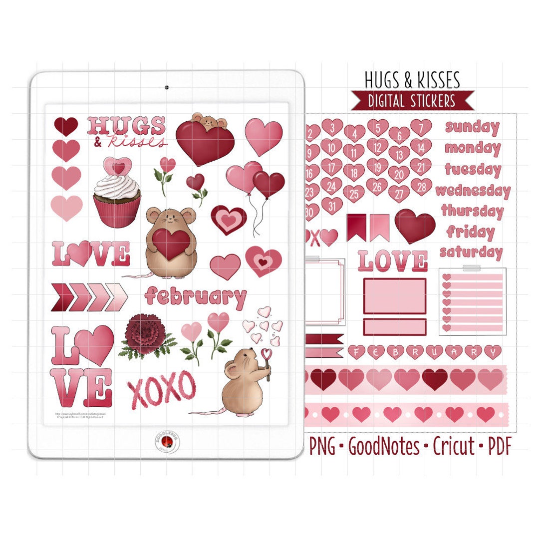 Valentine's Day Digital Planner Stickers, February Monthly Kit ...