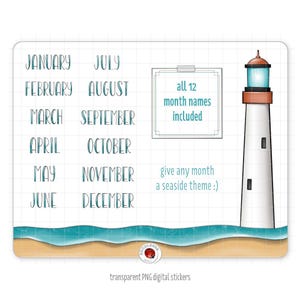 Beach Day Digital Planner Stickers - Nautical Calendar Theme (goodnotes ...