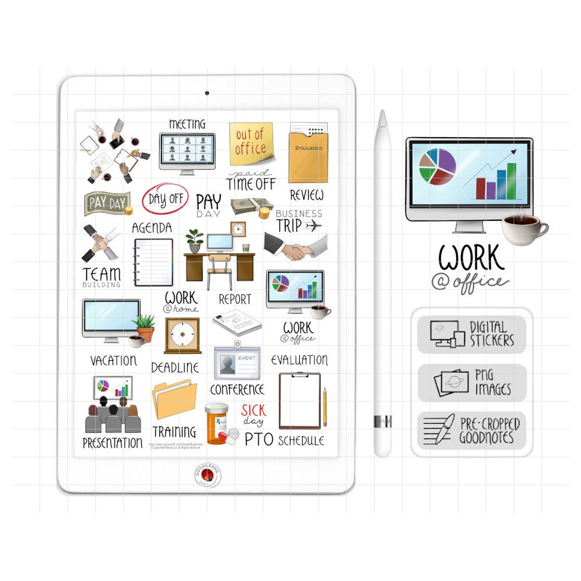 Office Work Digital Planner Stickers Goodnotes Stickers - Etsy