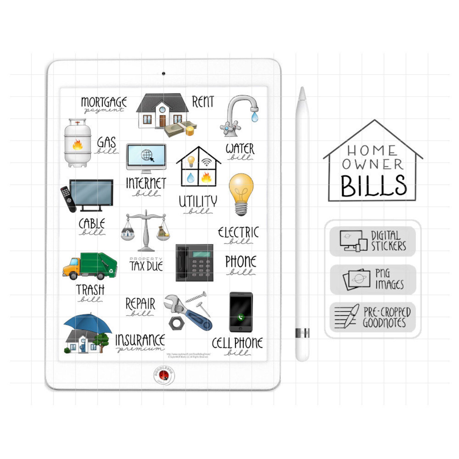 Bill Reminders Digital Planner Stickers Goodnotes Stickers - Etsy