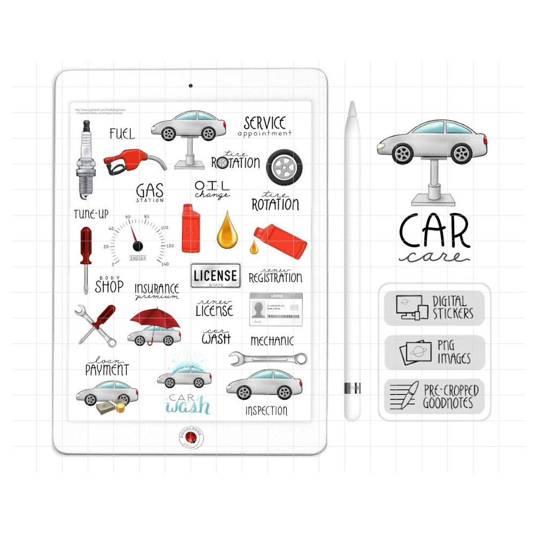Car Care Digital Planner Stickers Goodnotes Stickers Digital - Etsy