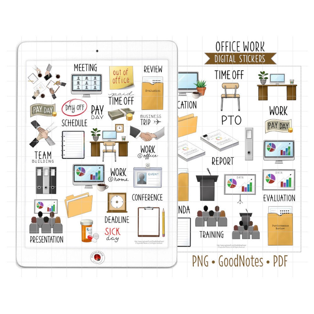 Office Work Digital Planner Stickers Goodnotes Stickers - Etsy