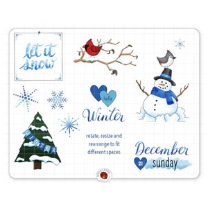 Winter Digital Planner Stickers, December Monthly Kit, Goodnotes ...