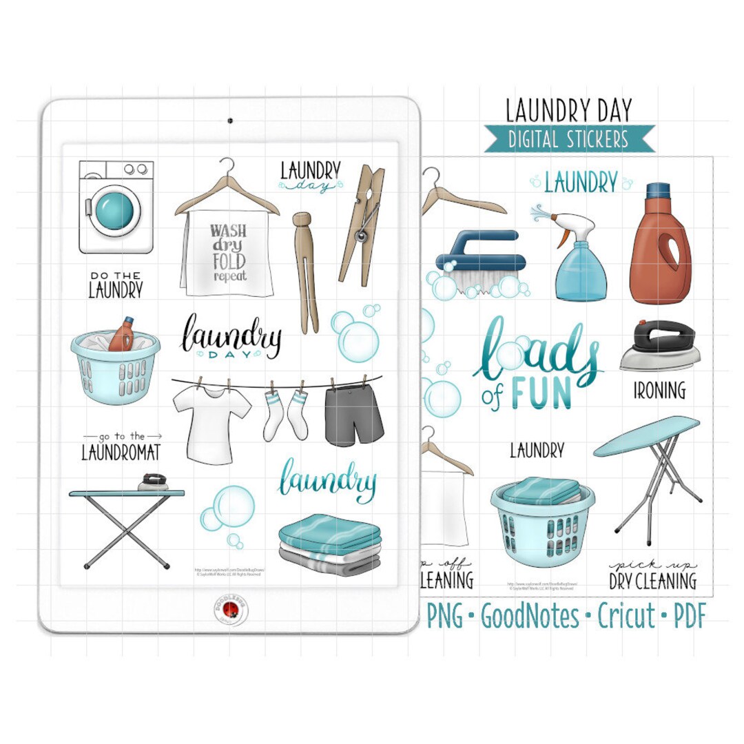 Laundry Day Digital Planner Stickers - Housework & Household Chore ...