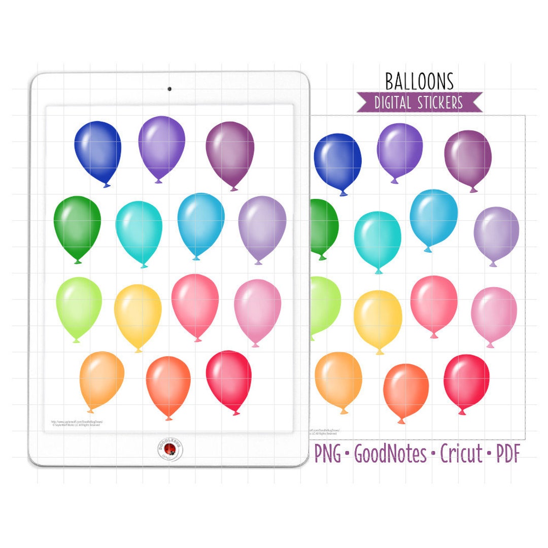 Rainbow Balloons Digital Planner Stickers - Birthday & Celebration ...