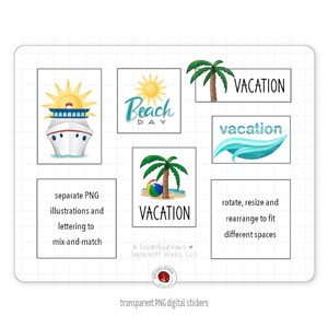 Tropical Vacation Digital Planner Stickers, Travel Goodnotes Stickers ...