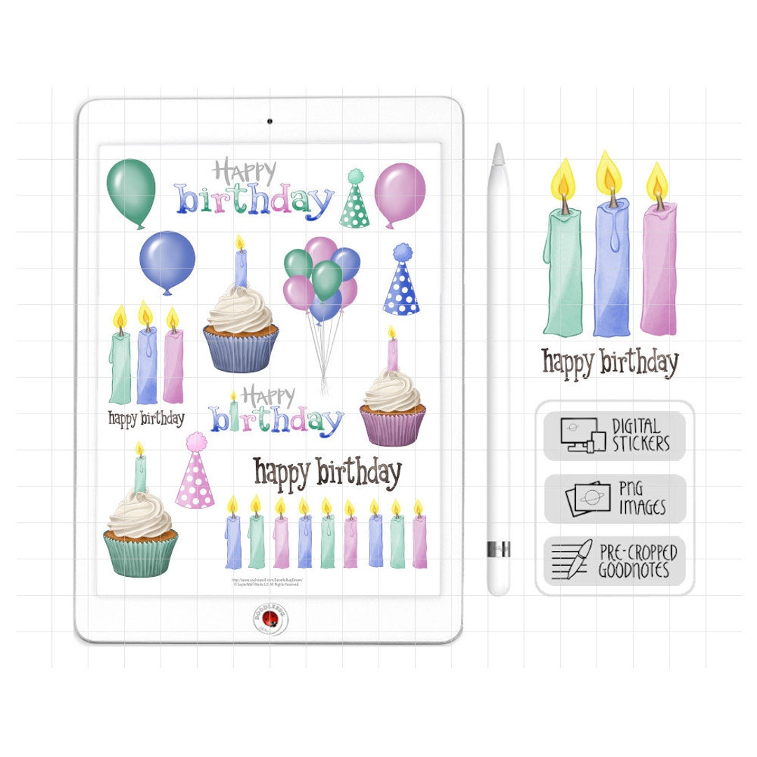 Happy Birthday Digital Planner Stickers Goodnotes Stickers - Etsy