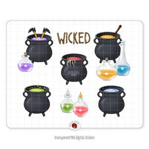 Halloween Witch Digital Planner Stickers, October Monthly Kit ...