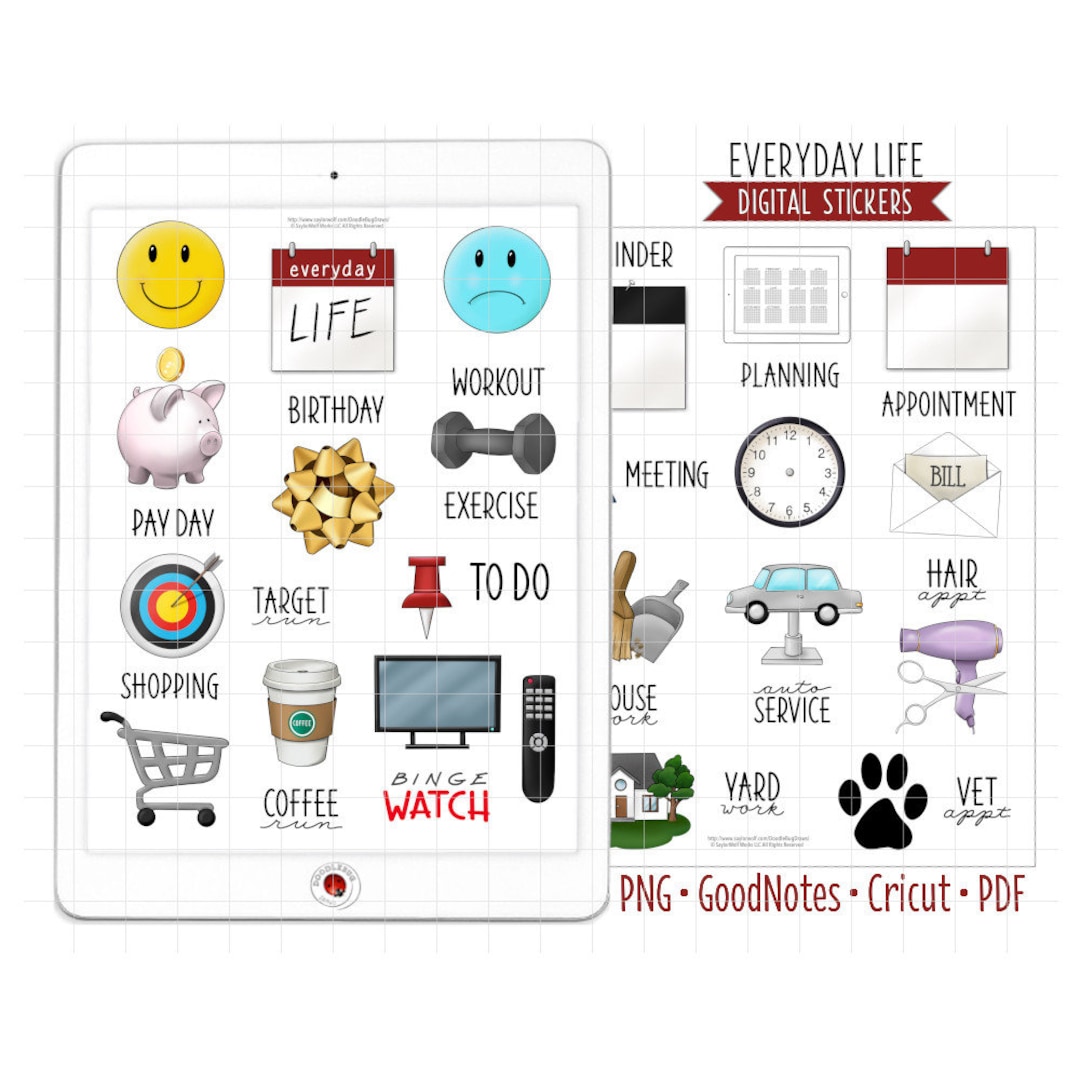 Everyday Life Digital Planner Stickers - Daily Reminder Icons ...