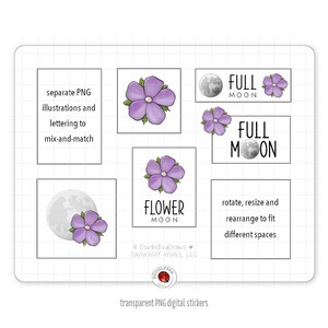 Full Moon Names Digital Planners Stickers - Lunar Cycle Icons ...
