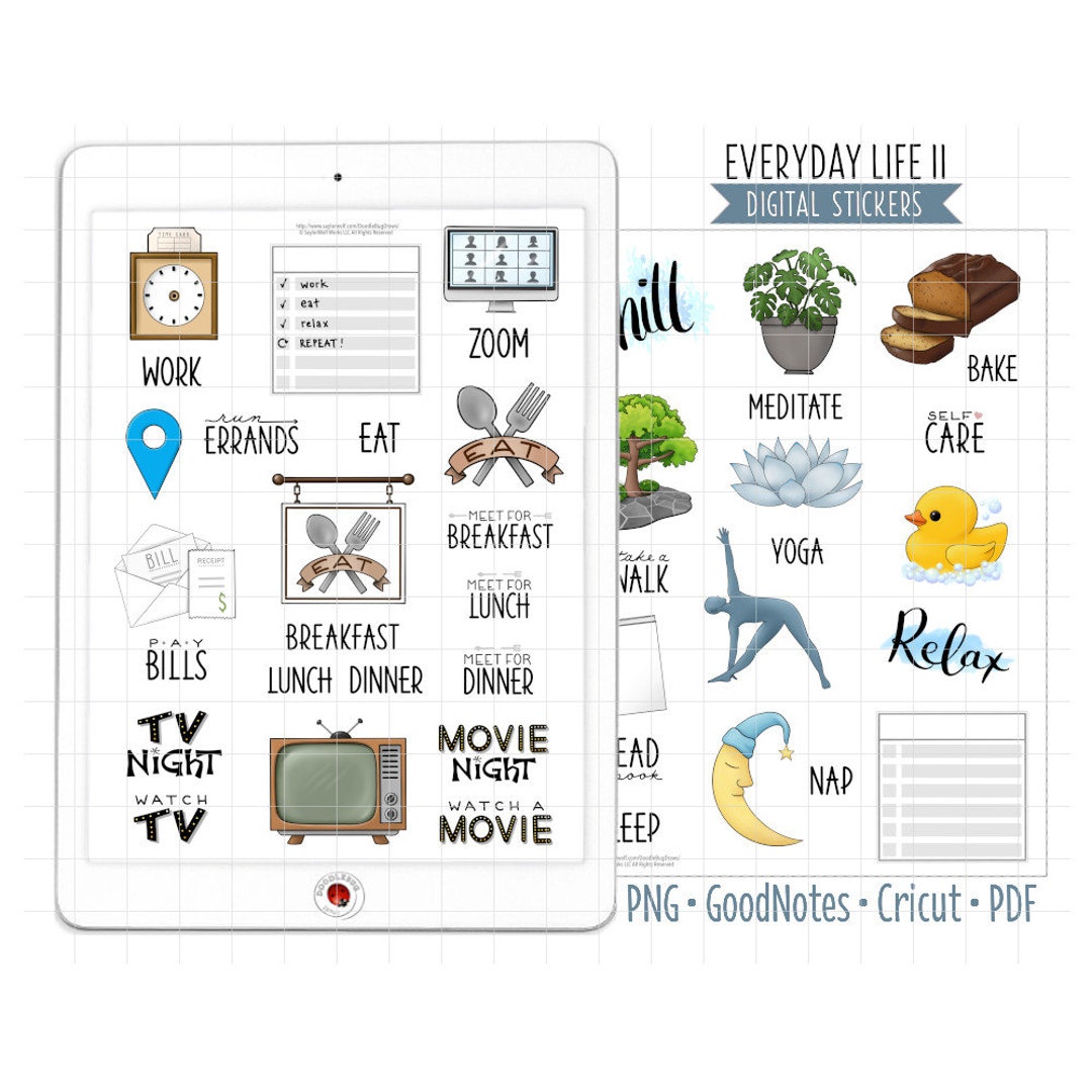 Everyday Life Digital Planner Stickers - Daily Activity Icons ...