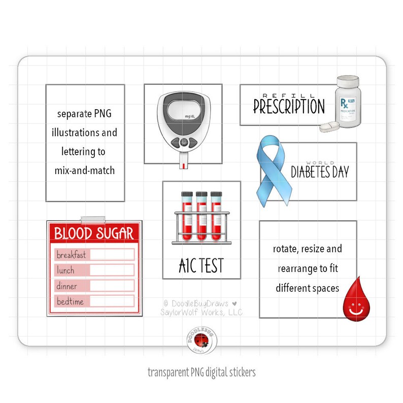 Diabetes Management Digital Planner Stickers - Healthcare, Self Care ...